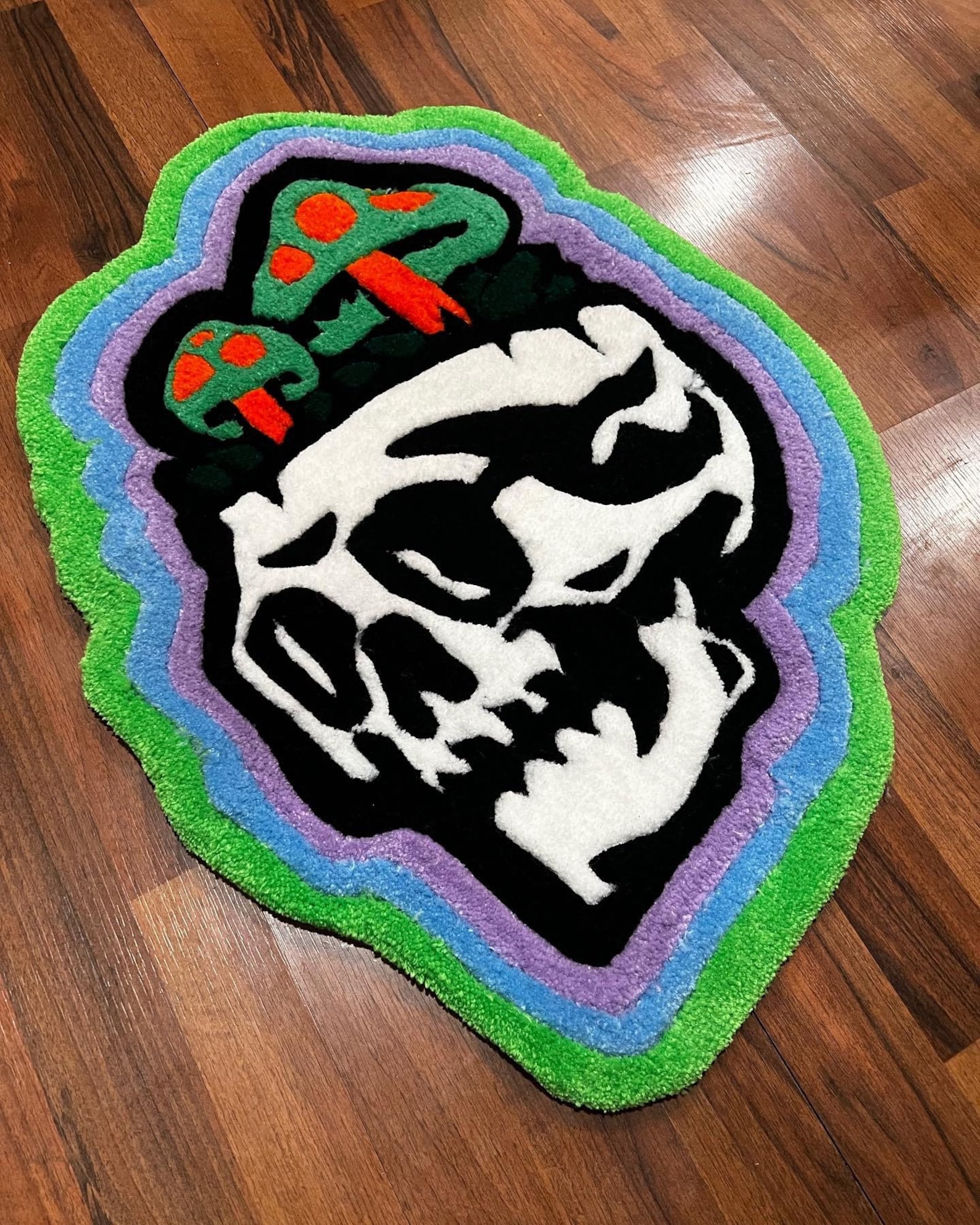 Custom Handmade Trippy Mushroom Skull Tufted Rug PREORDER 1-5 - Etsy