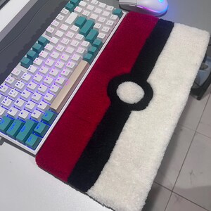 Tufted Pokemon Pokeball Keyboard Pad, Handmade Rug, Gaming Decor ...