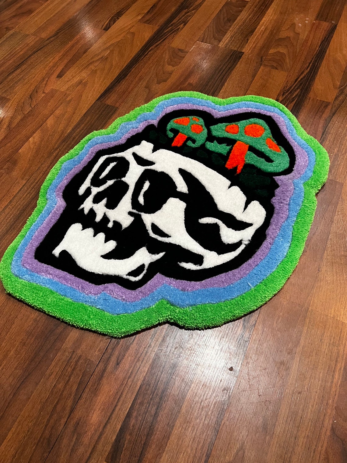 Custom Handmade Trippy Mushroom Skull Tufted Rug PREORDER 1-5 - Etsy