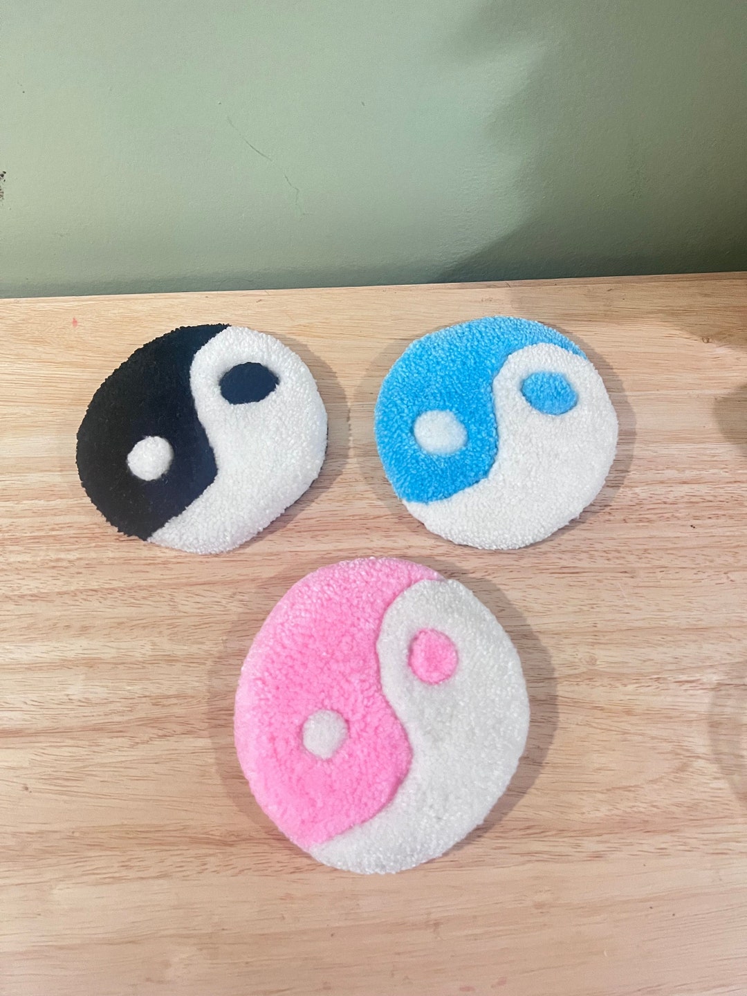 Tufted Mug Rugs Custom Ying Yang Coasters, Yin and Yang Coaster Set ...