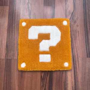 Question Mark Block Cube Tufted Wall Decor Hanging, Super Mario Theme ...