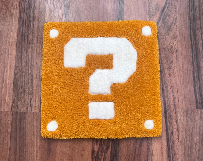Question Mark Block Cube Tufted Wall Decor Hanging, Super Mario Theme ...