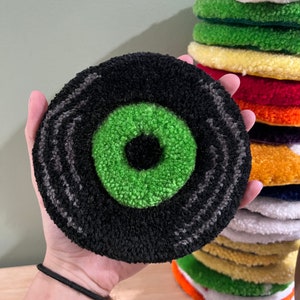Tufted Vinyl Record Disc Mug Rugs, CD Rug Coaster, Disco 80s Theme ...