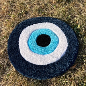 Evil Eye Tufted Rug, Handmade Multipurpose Rug/coasters, Mugrug ...