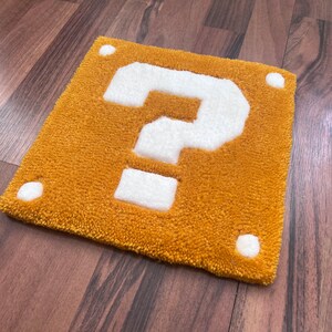 Question Mark Block Cube Tufted Wall Decor Hanging, Super Mario Theme ...