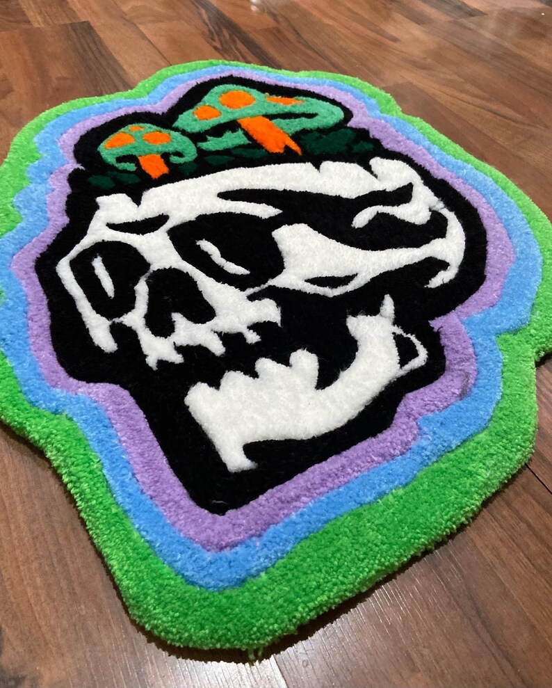 Custom Handmade Trippy Mushroom Skull Tufted Rug PREORDER 1-5 - Etsy
