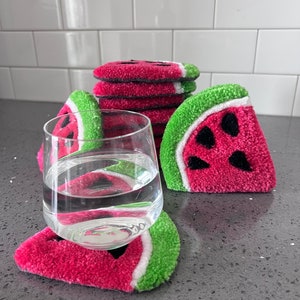 Handmade Tufted Watermelon, Rugs, Magnets, Coasters, Purse, Mug Rug ...