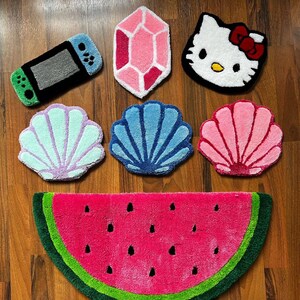Handmade Tufted Watermelon, Rugs, Magnets, Coasters, Purse, Mug Rug ...