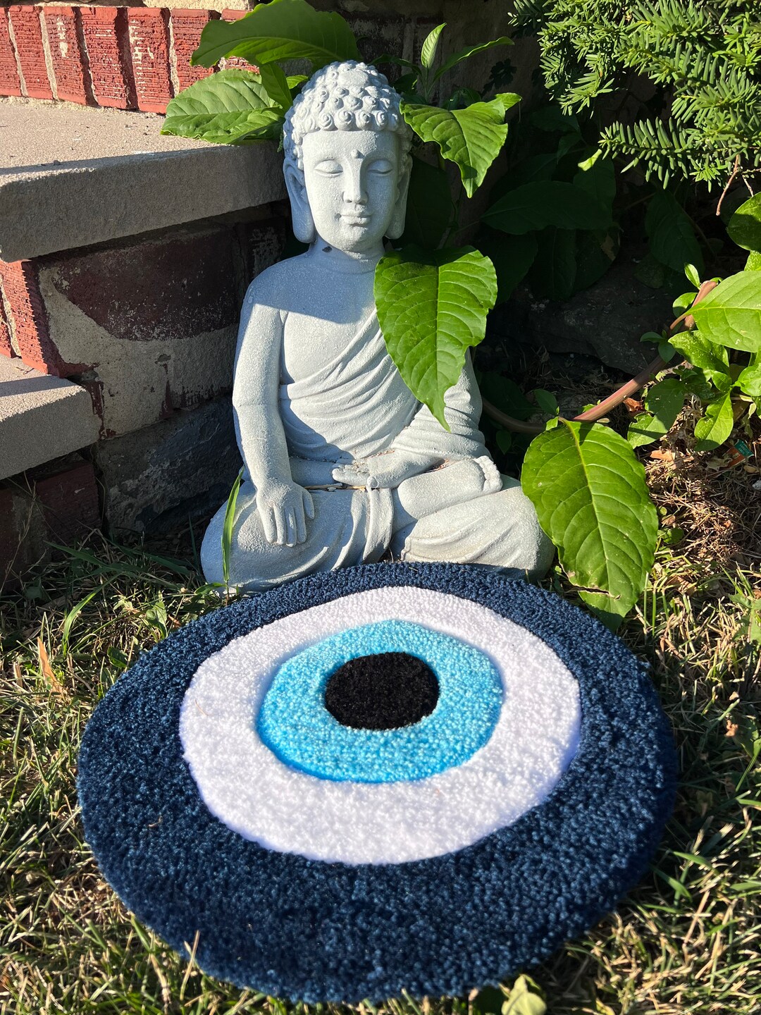 Evil Eye Rug, Spiritual Rug, Handmade Rug, Coaster, Mugrug, Protection ...