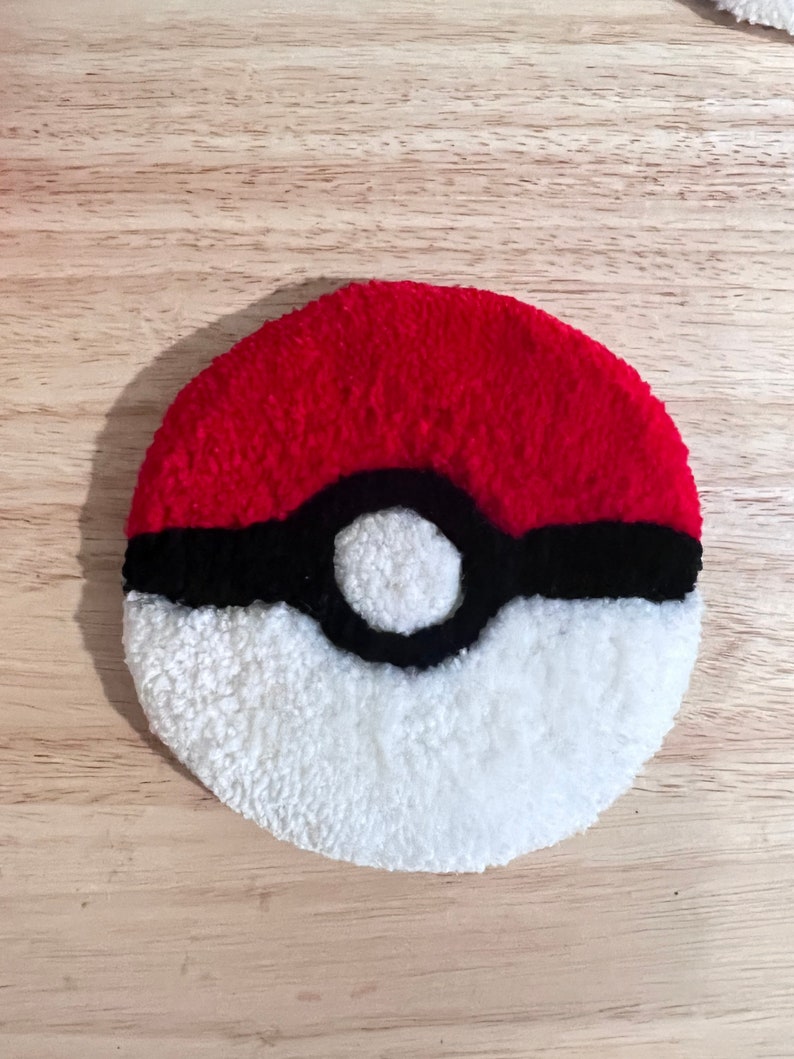 Tufted Pokémon Pokeball Coaster Mug Rugs Gaming Decor Mini - Etsy