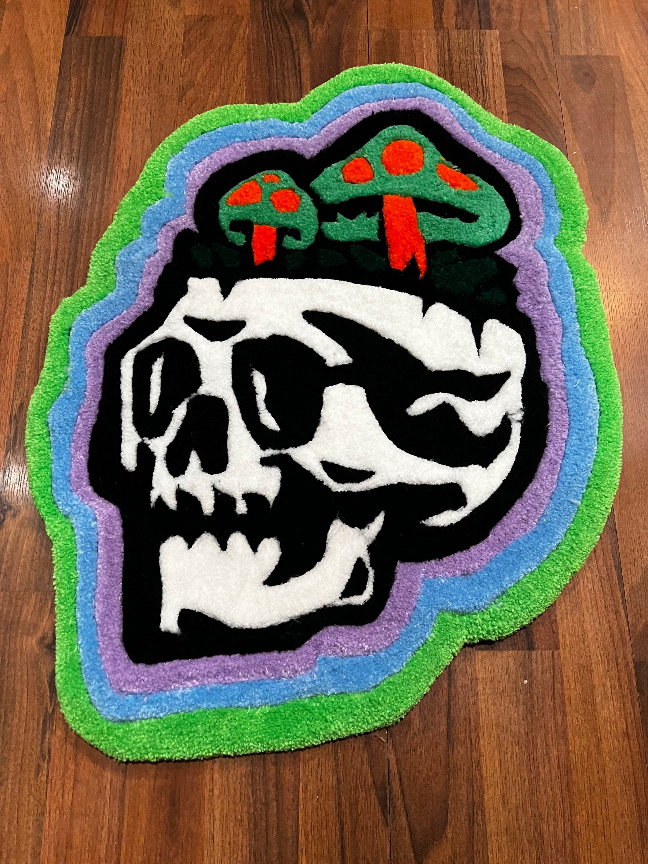 Custom Handmade Trippy Mushroom Skull Tufted Rug PREORDER 1-5 - Etsy