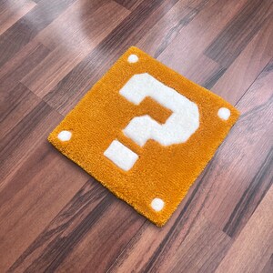 Question Mark Block Cube Tufted Wall Decor Hanging, Super Mario Theme ...