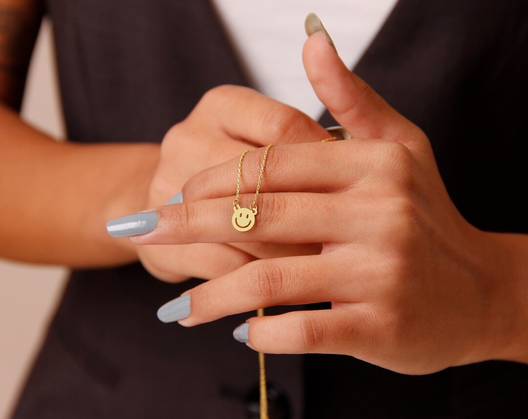 Happy Birthdays With Emoji Smile Face Necklace, Smiley Face Necklace ...