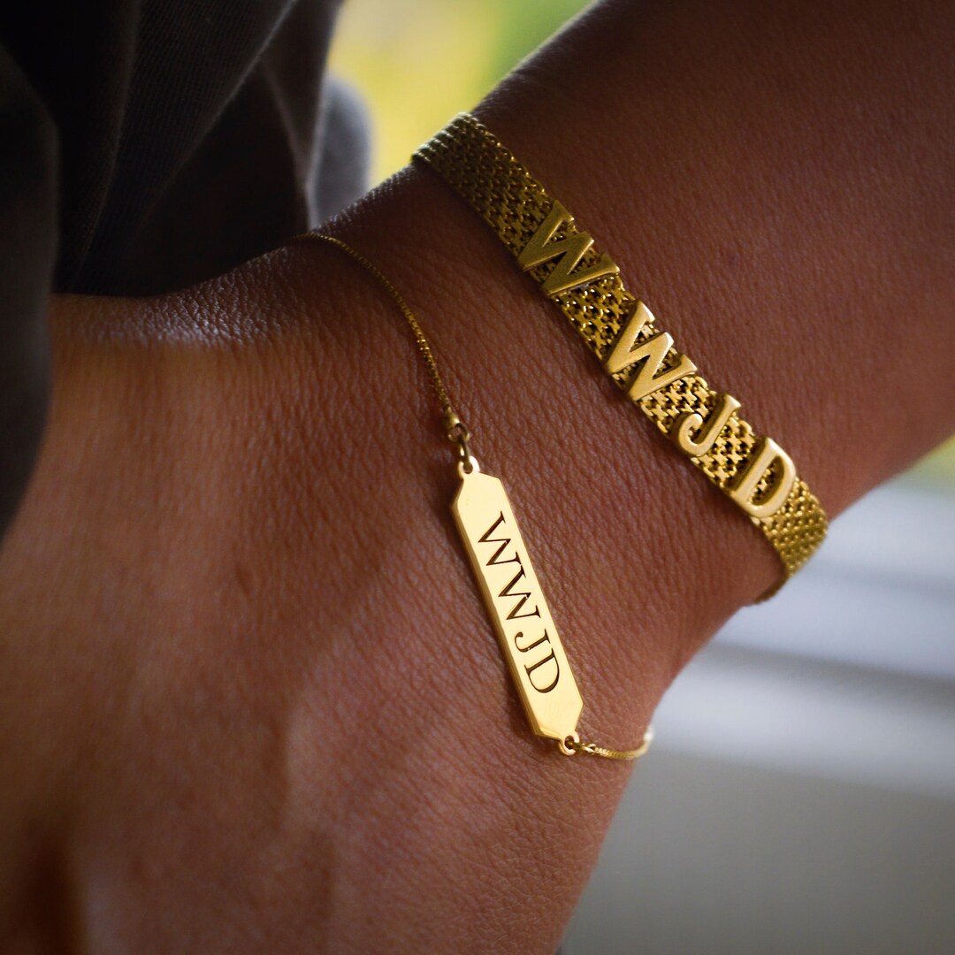 WWJD Bracelet: Sterling Silver Woven Mesh, 18K Gold Plated - Etsy