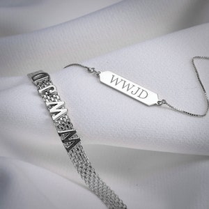 Personalized Custom Chain Bracelet 925 Sterling Silver Jewelry Engraved ...