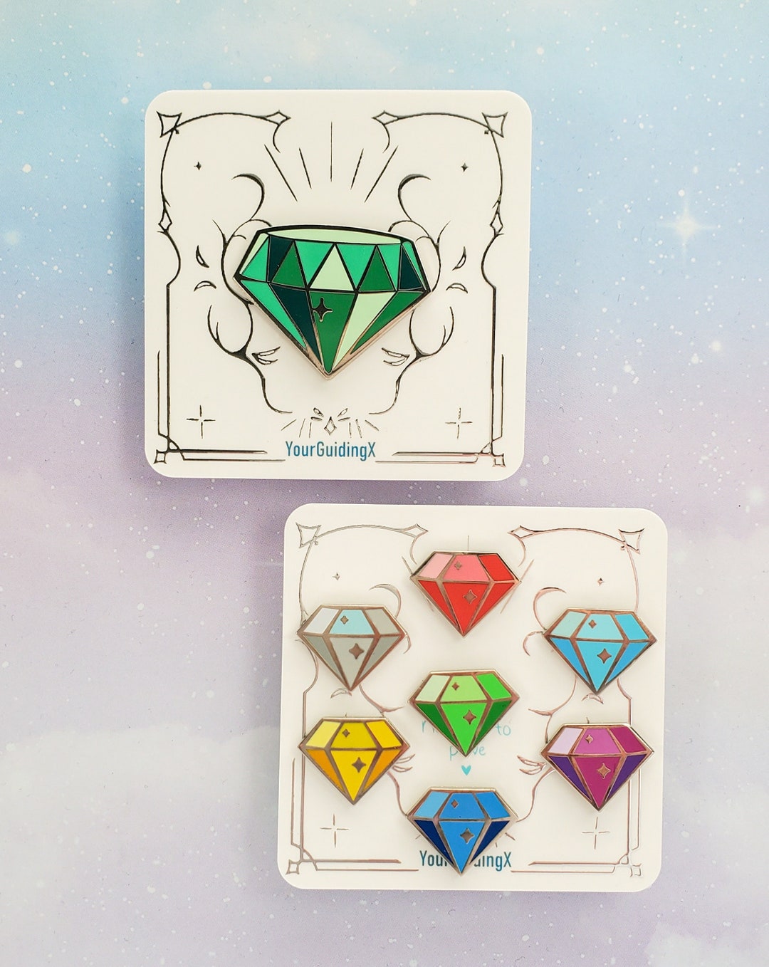 Chaos Emerald Filler Enamel Pins - Silver Enamel & All 7 Different ...