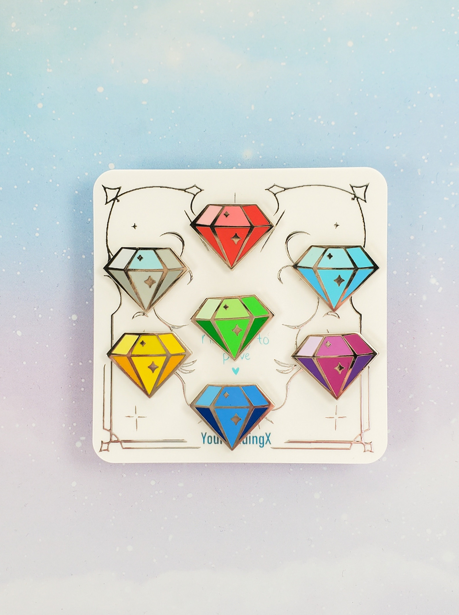 Chaos Emerald Filler Enamel Pins Silver Enamel & All 7 Different Colors ...
