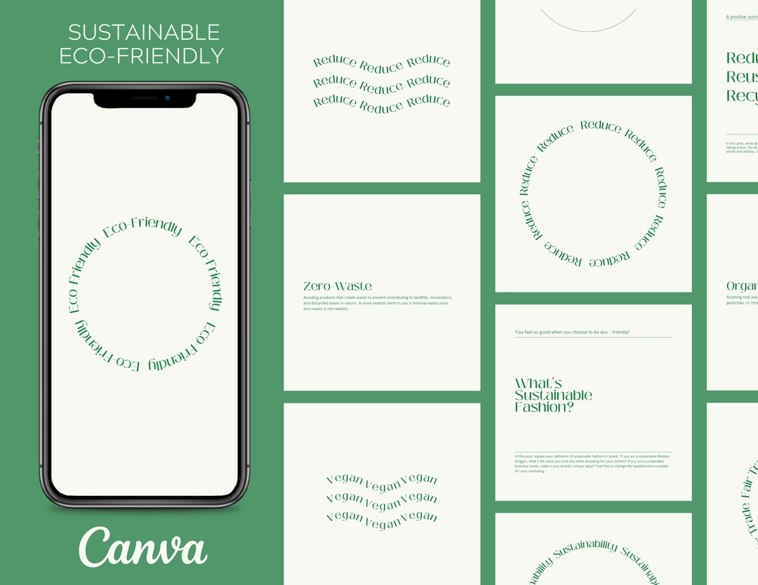 Eco-friendly Instagram Template: Green Vegan Canva Design (digital ...
