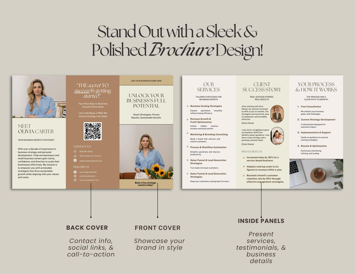 Trifold Brochure Template: Canva Pamphlet Design for Business (digital ...