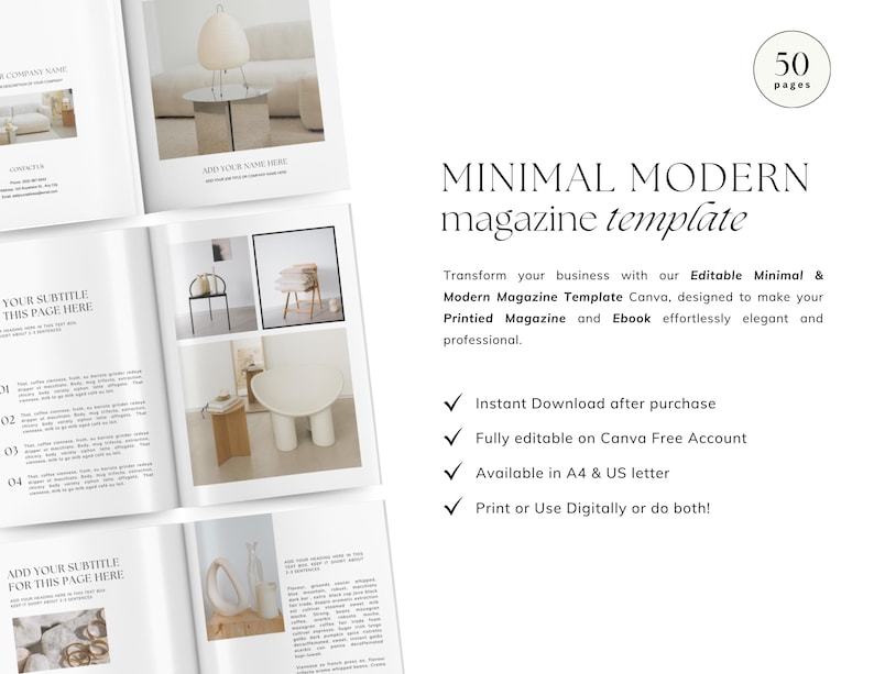 Minimalist Magazine Template Canva: Interior Design Ebook, Brochure ...