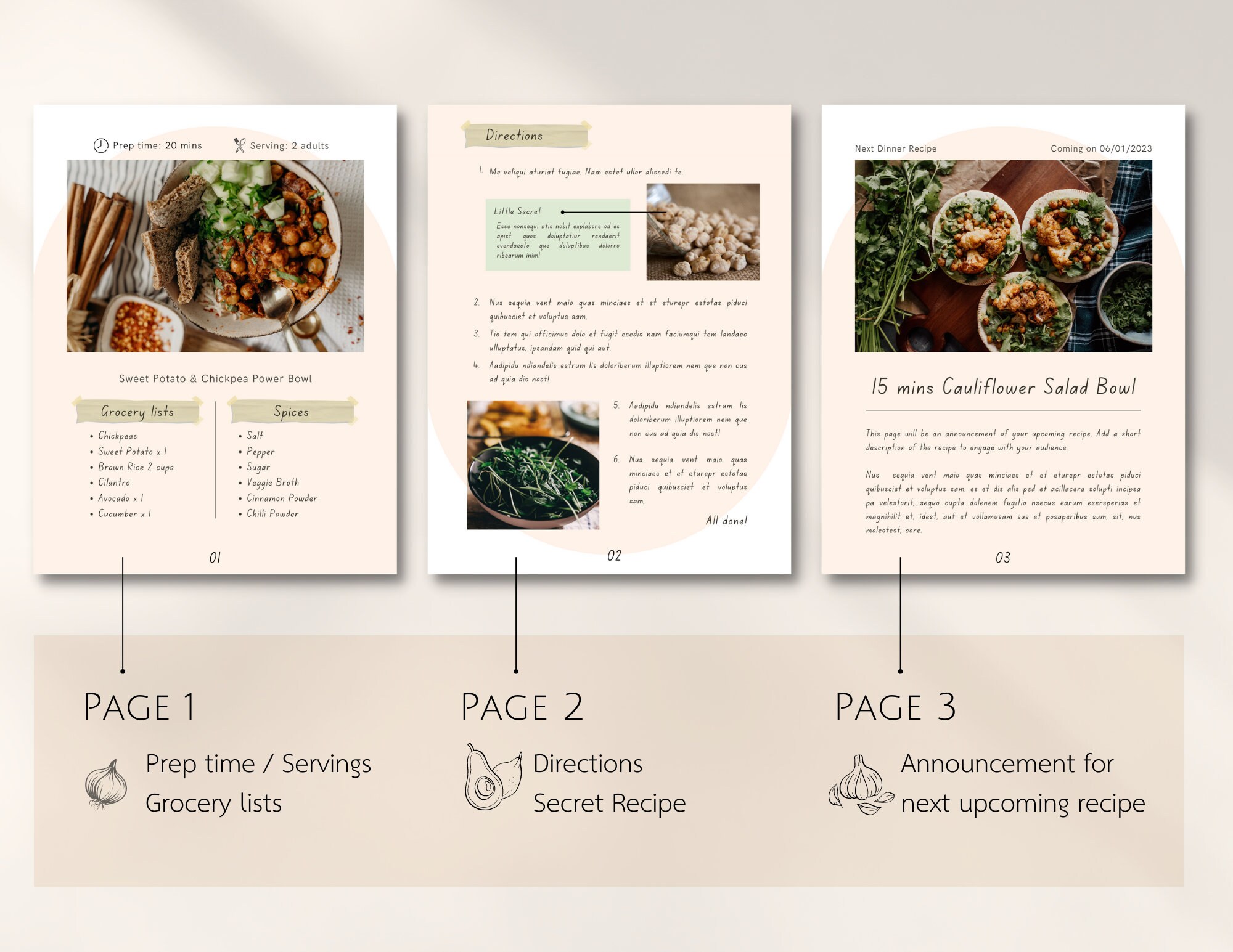 Vegan Recipe Cookbook Template / Printable Ebook Template / Digital ...