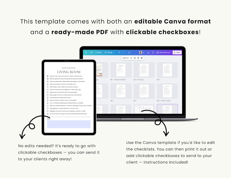 Home Staging Checklist Template Canva – Clickable Checkboxes PDF | Realtor & Interior Designer ...