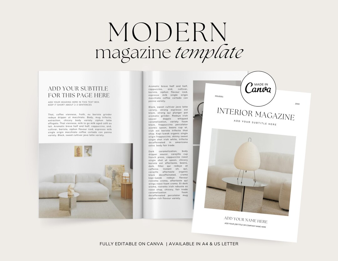 Minimalist Magazine Template Canva: Interior Design Ebook, Brochure ...