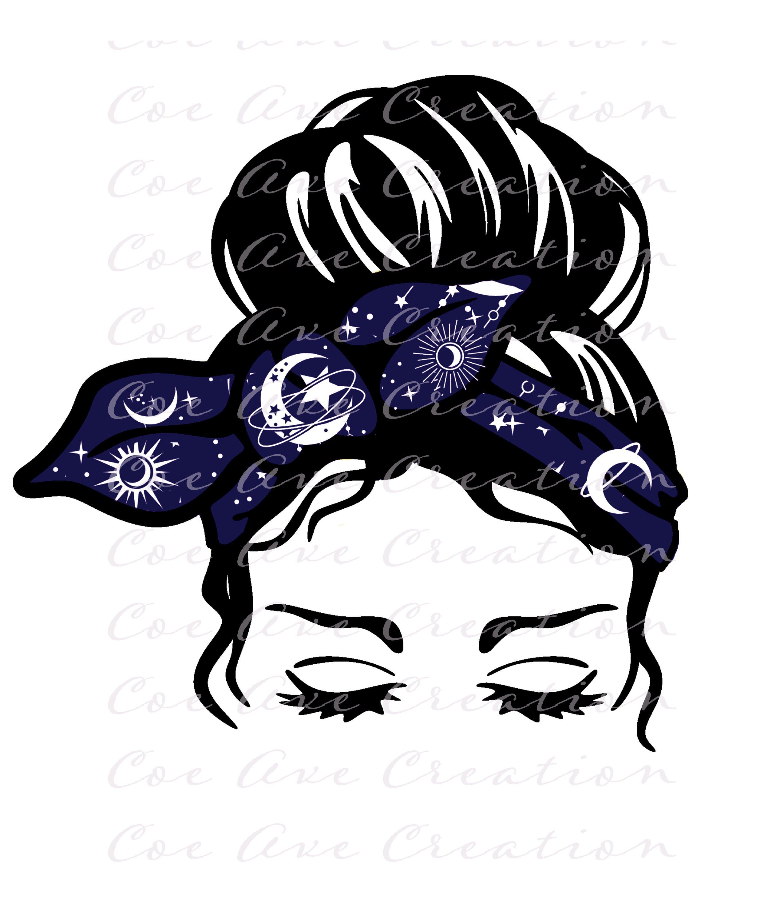 Celestial Messy Bun Girl PNG, SVG, JPG - Etsy