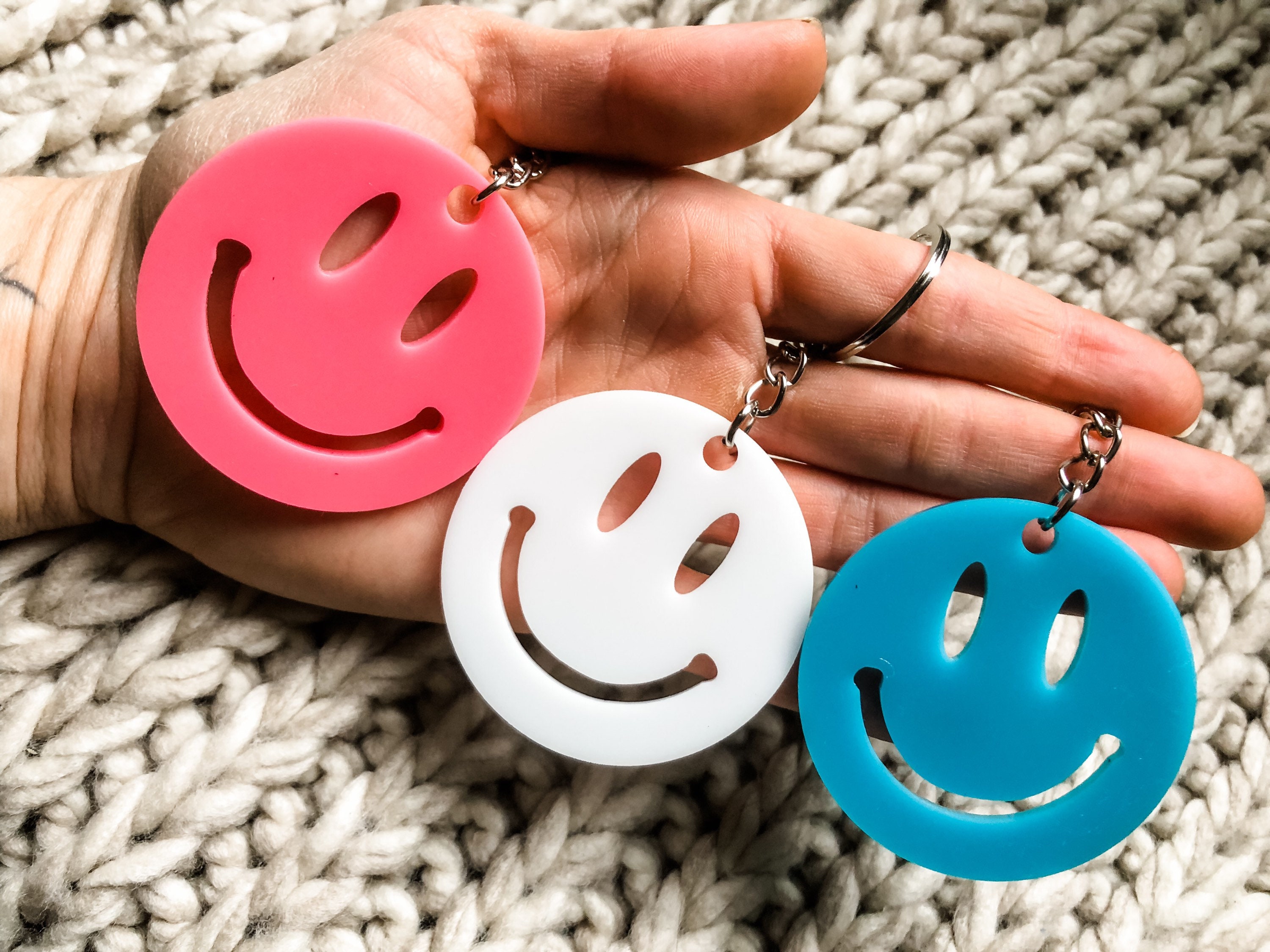 Smiley Face Keychain Smiley Smiley Face Keychain Smiley Keychain Retro ...