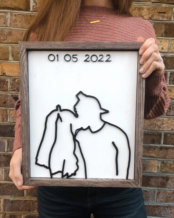 Silhouette Portrait Outline Portrait Wood Frame Photo | Etsy