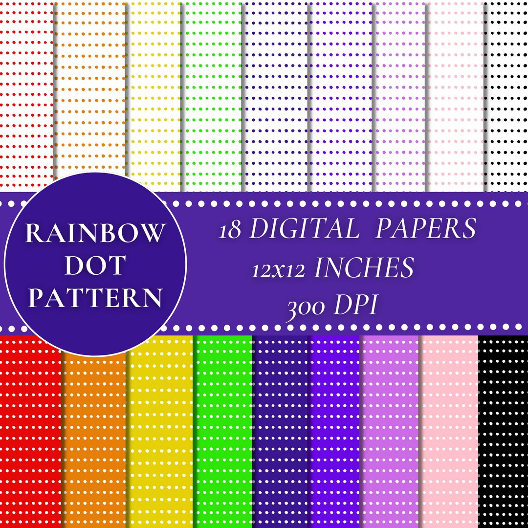 Rainbow Dot Pattern Digital Paper Digital Download Scrapbook Paper - Etsy