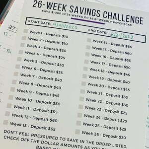 26 Week Savings Challenge Printable: Financial Goal Tracker (instant ...