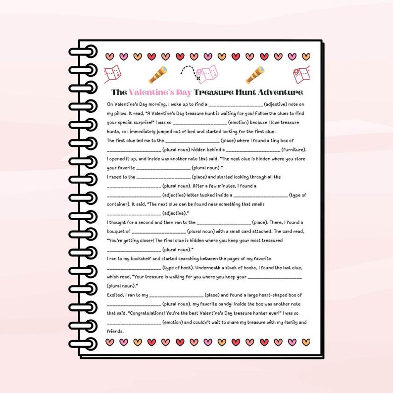 Hidden Hearts: Valentine’s Day Treasure Hunt Mad Lib Adventures for ...