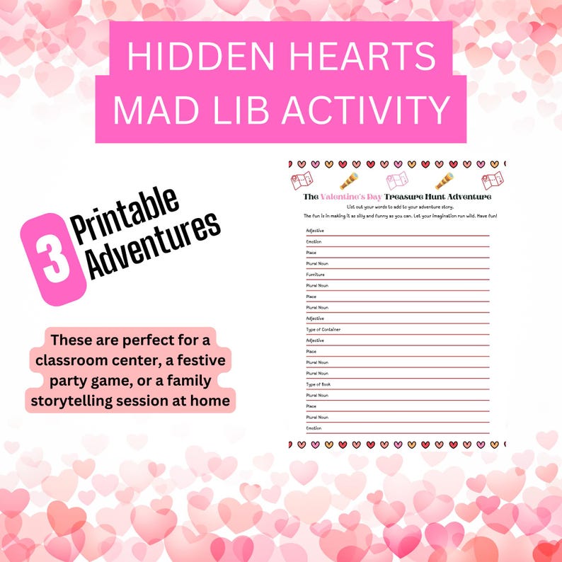 Hidden Hearts: Valentine’s Day Treasure Hunt Mad Lib Adventures for ...