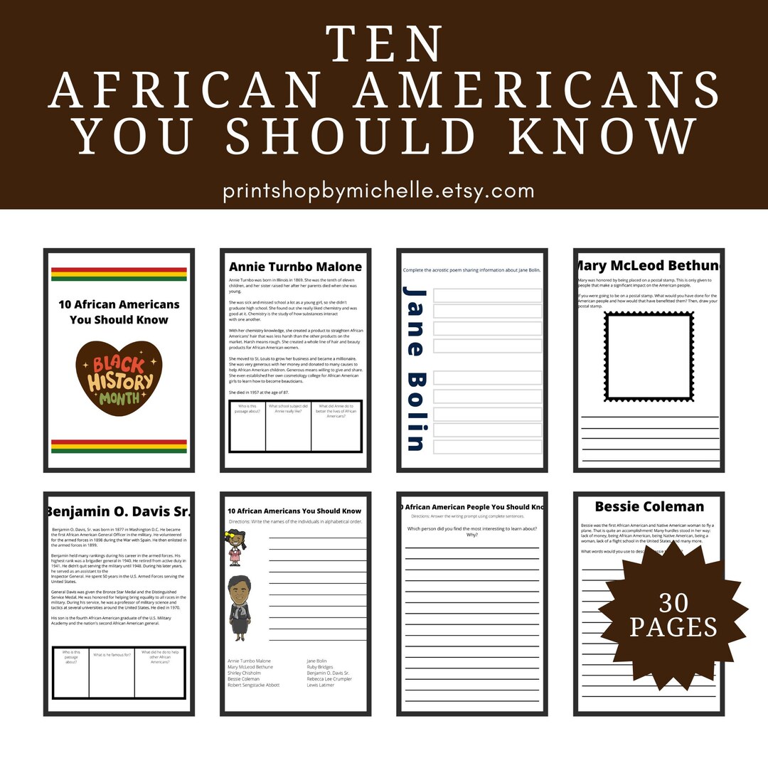 Black History Month Activity Book for Kids - 10 African American Heroes ...