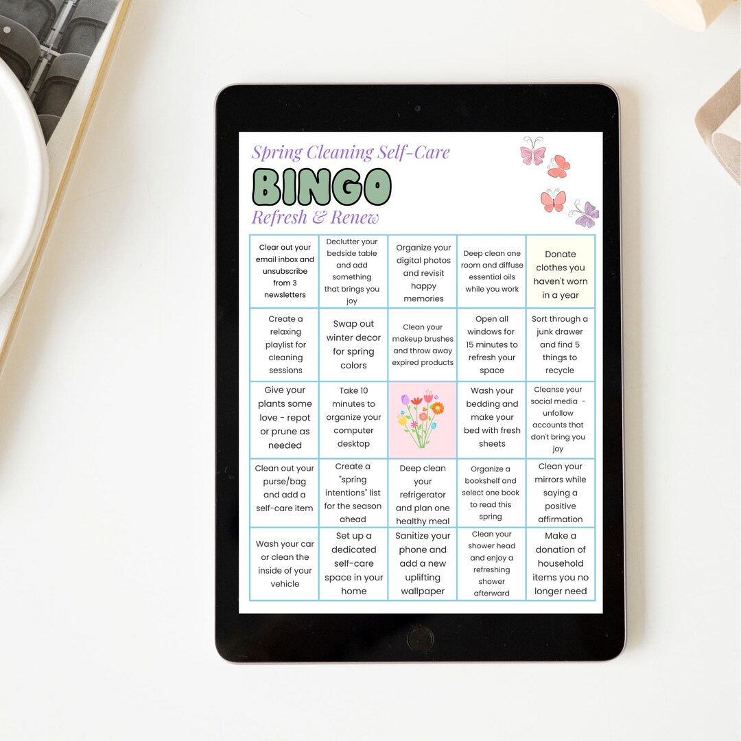 Spring Cleaning Self Care Bingo | Printable Women's Self Care Challenge ...