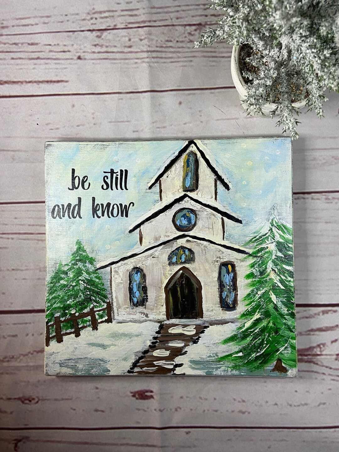 Hand Painted Church Scene Wall Art: Religious Home Decor - Etsy