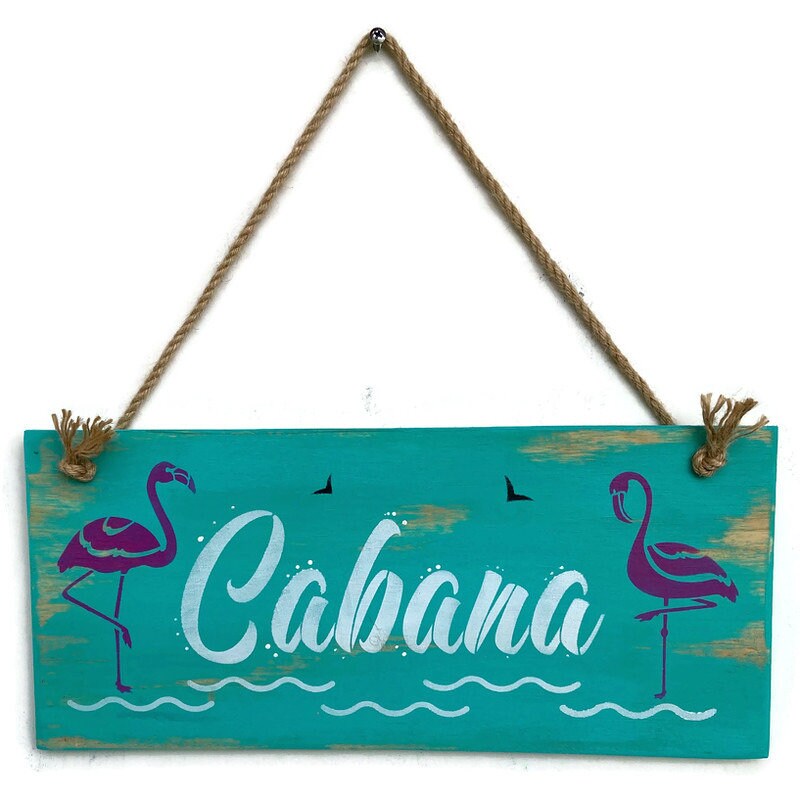 Front Door Decor Wood Cabana Sign Coastal Wreath Attachment Tropical ...