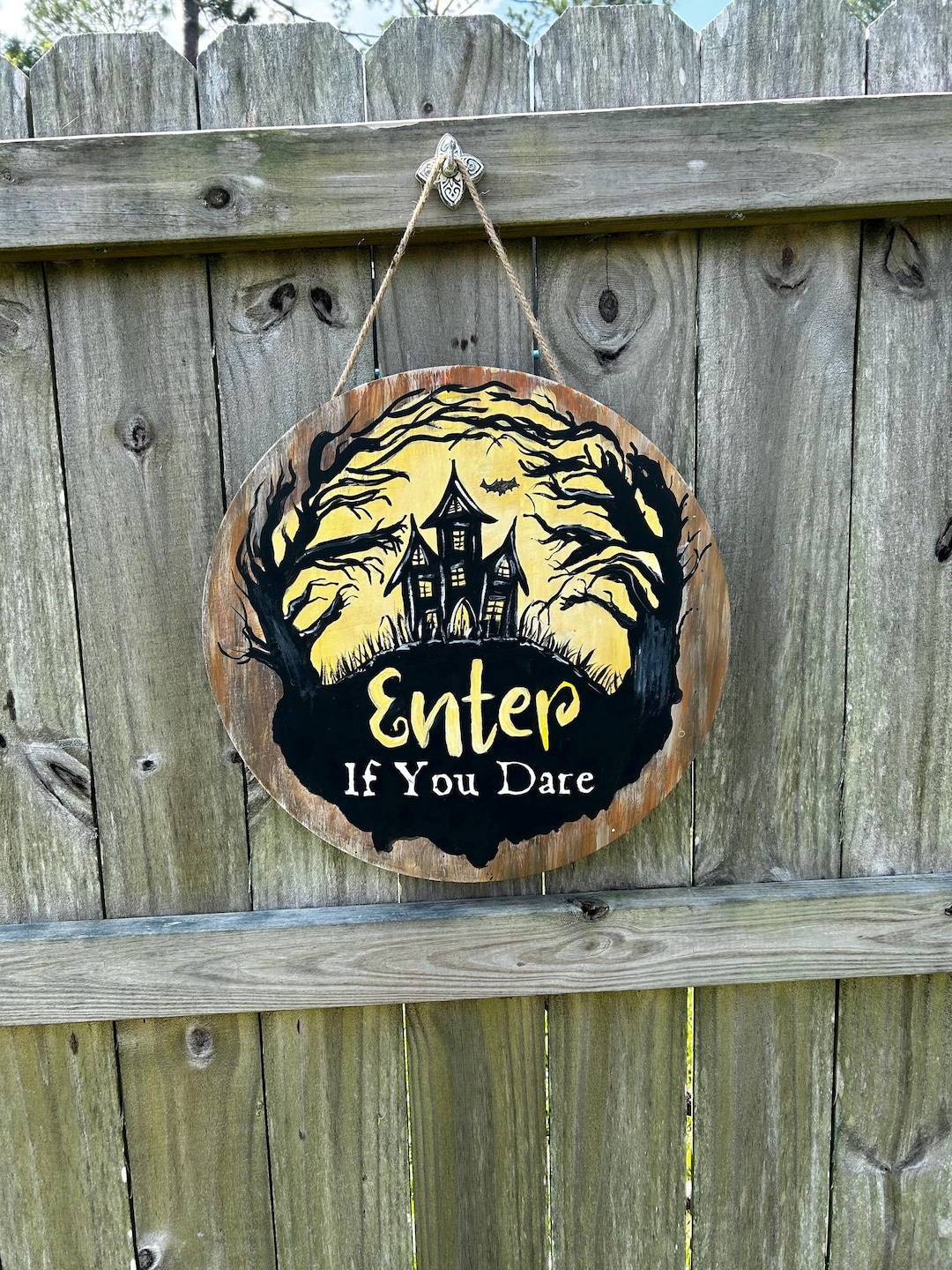 Spooky Halloween Front Door Decor | Haunted House Scene Wall Art ...