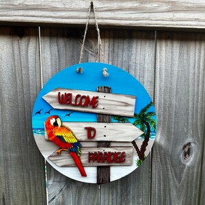 Summer Tropical Front Door Decor Welcome to Paradise Sign Beach House ...