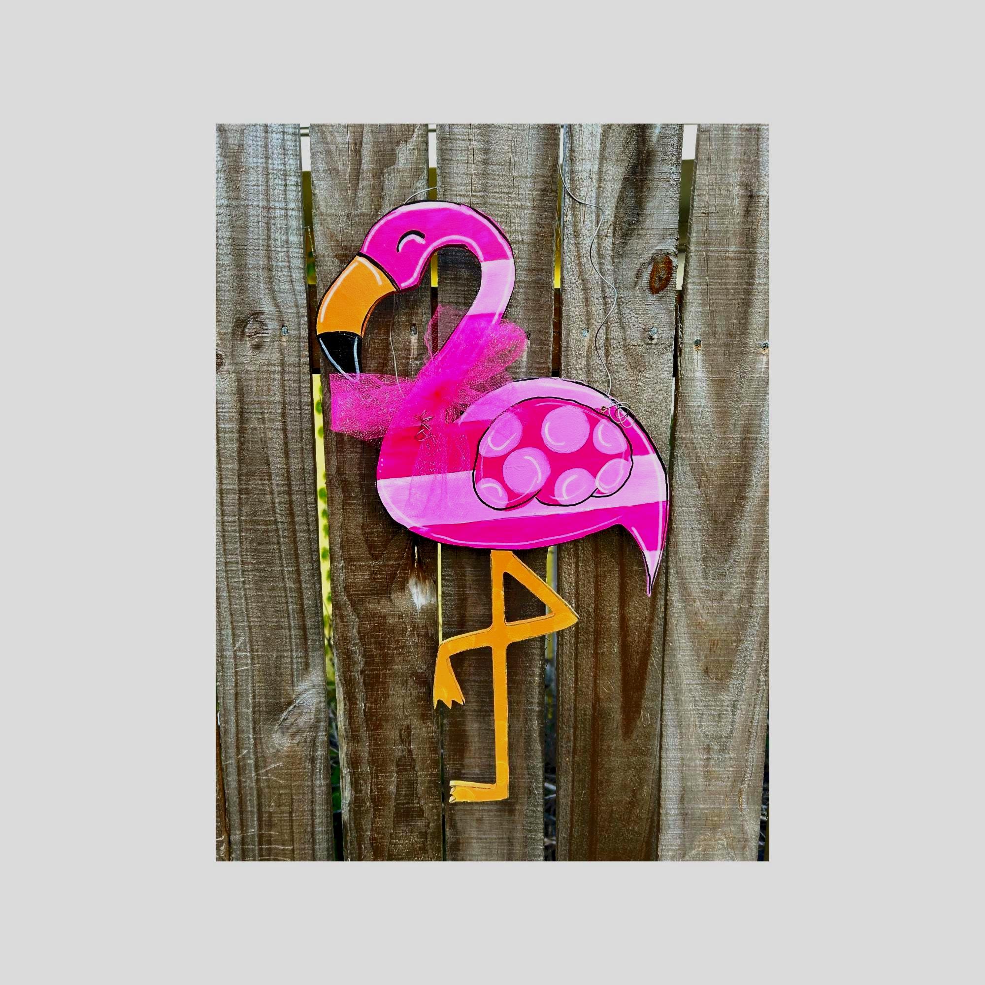 Tropical Flamingo Door Hanger | Beachy Wreath Attachment | Summer Wall ...