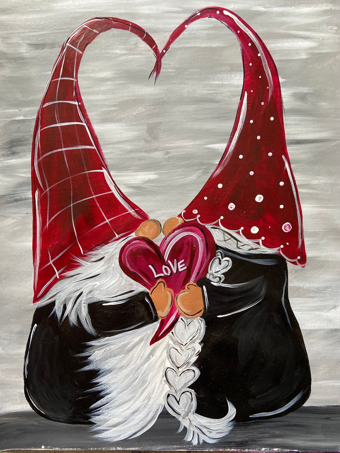 Valentine Wall Decor Gnome Hand Painted Sign Valentine Gnomes Gnome ...