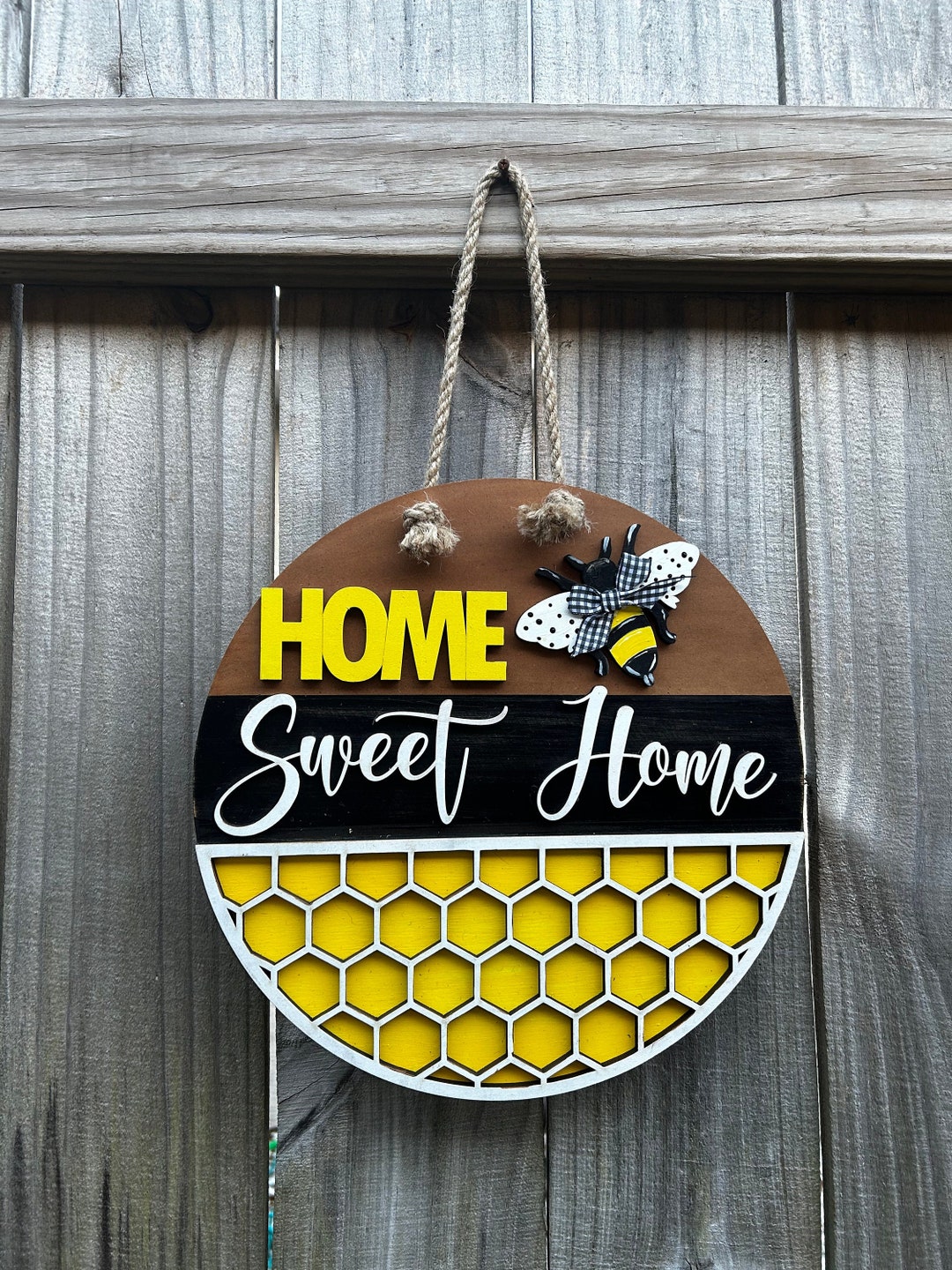 Honey Bee Front Door Decor | 3D Honeycomb Welcome Sign | Summer Porch ...