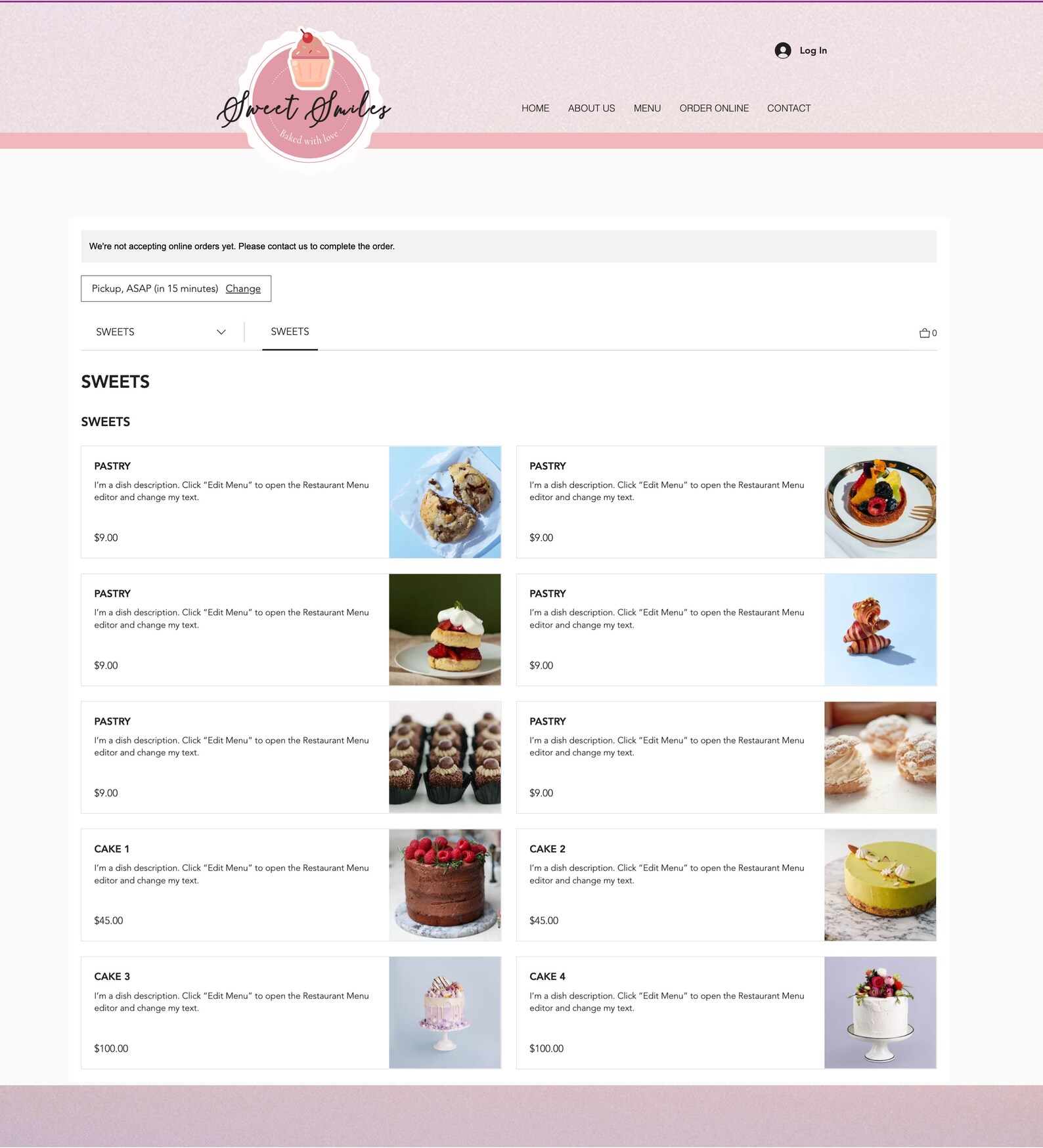 Pre-made Wix Website | Cake Website Design, Pastry Shop Website Design ...