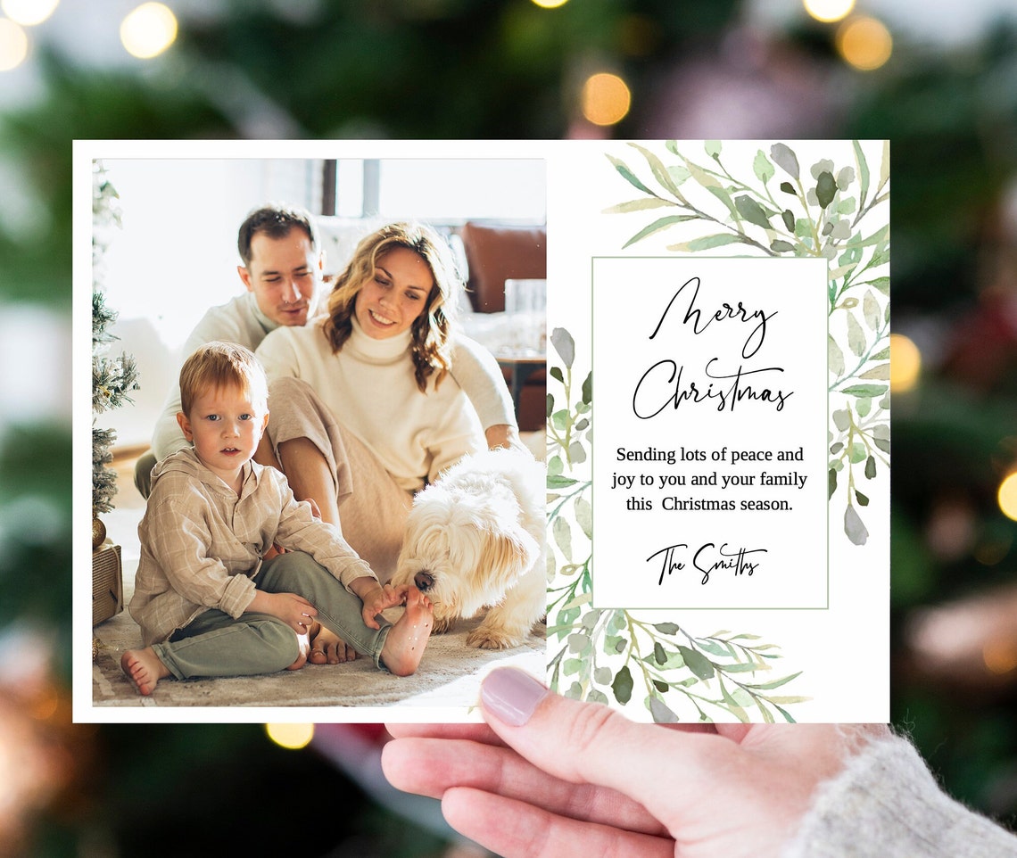 Photo Collage Christmas Card Template, Holiday Photo Card, Christmas ...