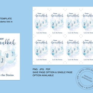 Editable Happy Hanukkah Gift Tag Template, Printable Chanukah Tag ...