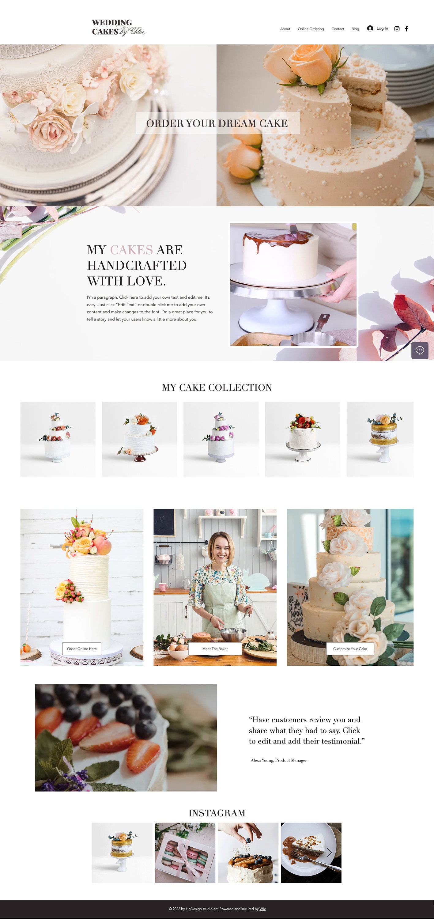 Wix Website Template Wedding Cake Website Cake Portfolio Gallery Luxury ...