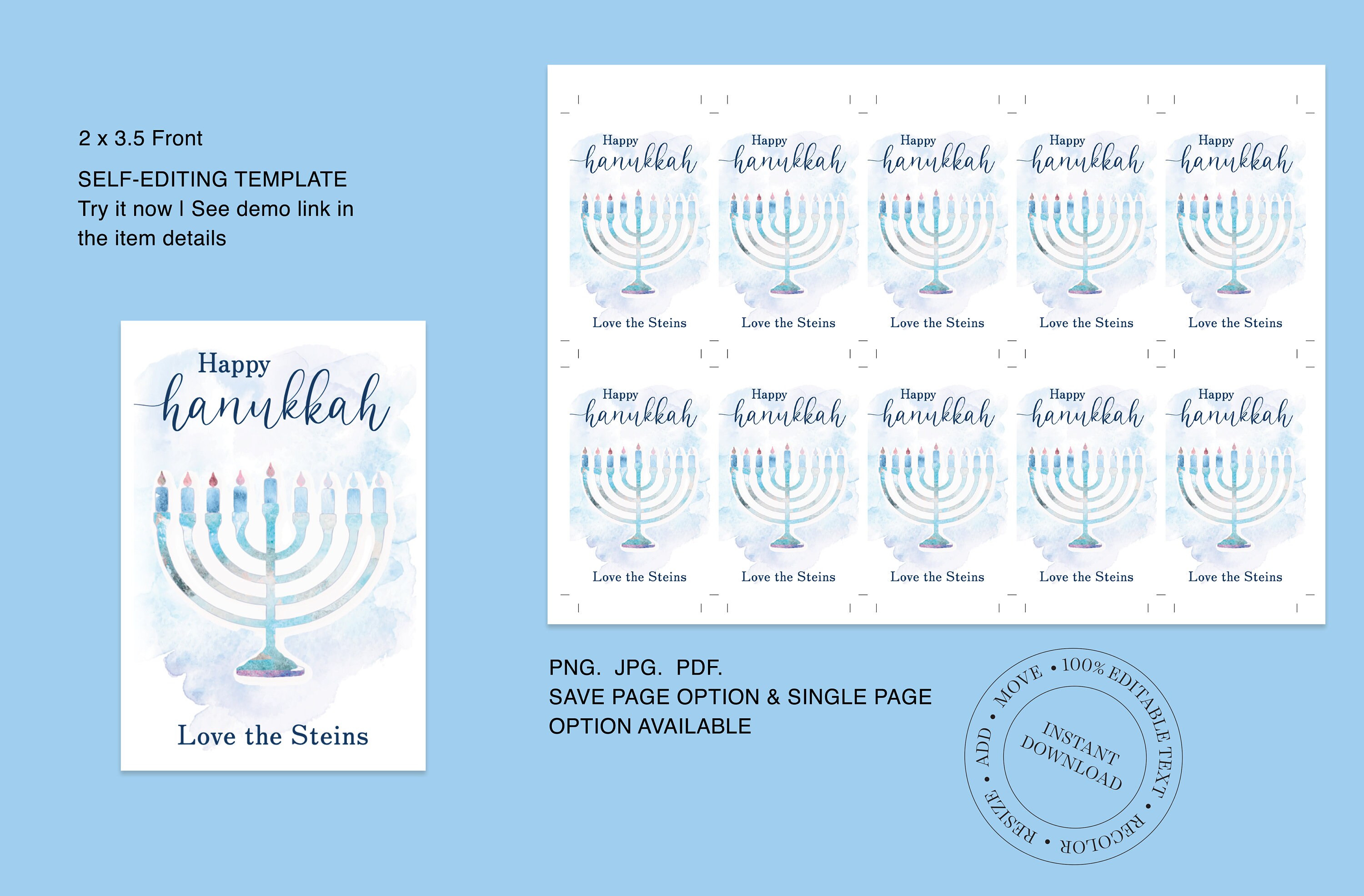 Editable Happy Hanukkah Gift Tag Template, Printable Chanukah Tag ...
