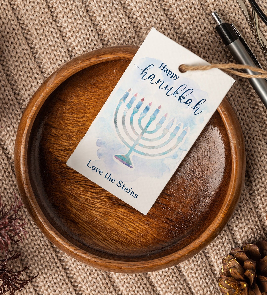 Editable Happy Hanukkah Gift Tag Template, Printable Chanukah Tag ...