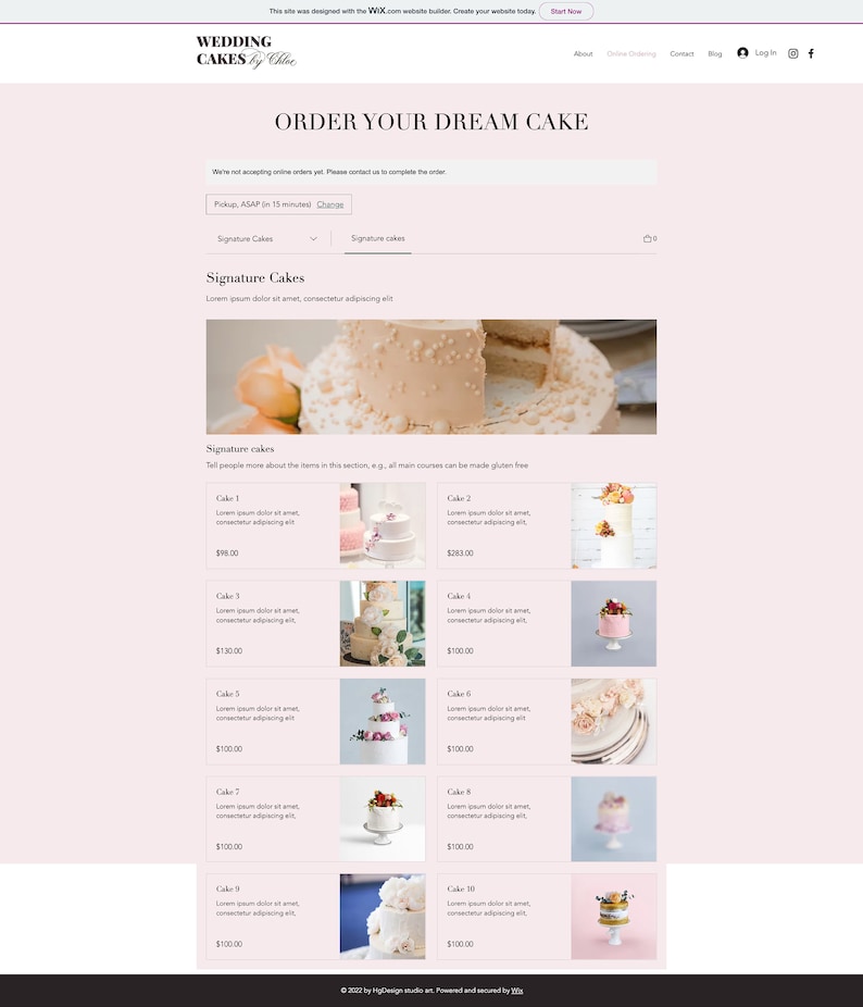 Wix Website Template Wedding Cake Website Cake Portfolio - Etsy